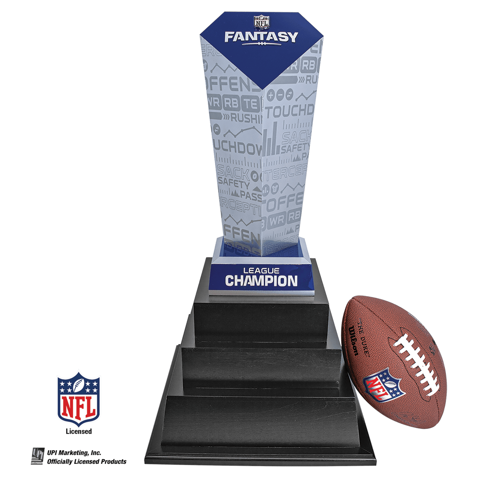 NFL Fantasy Football Trophy on 3 Tier Black Wood Base