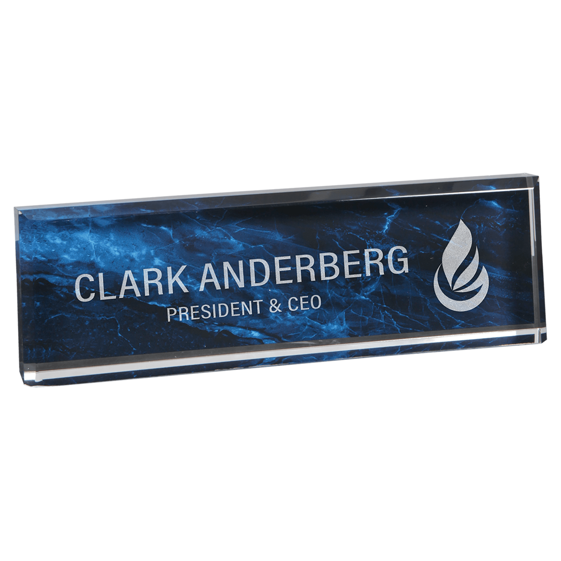 Blue Marbled Acrylic Name Bar
