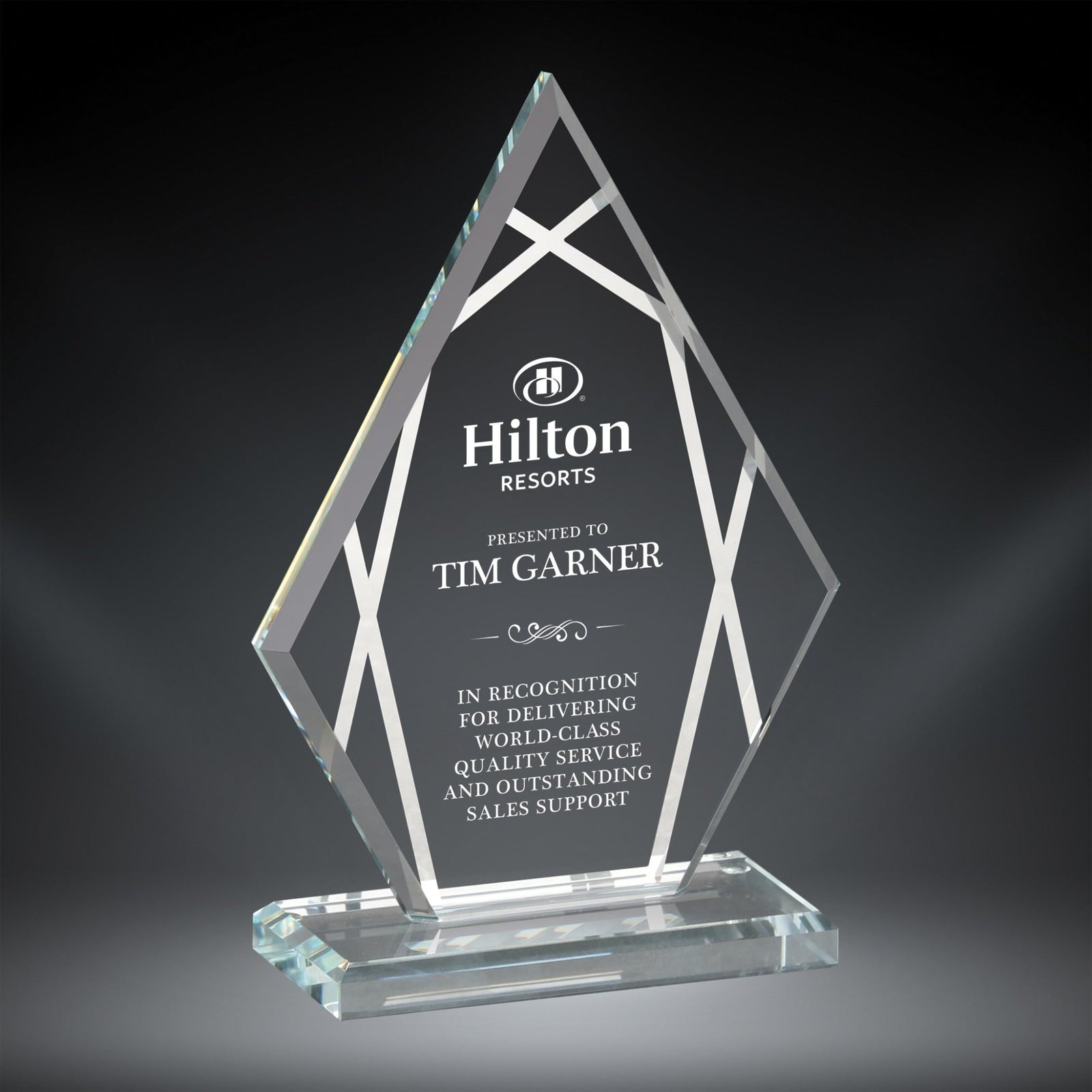 Contour Diamond Glass Award - glass award with engraving | Laser ...