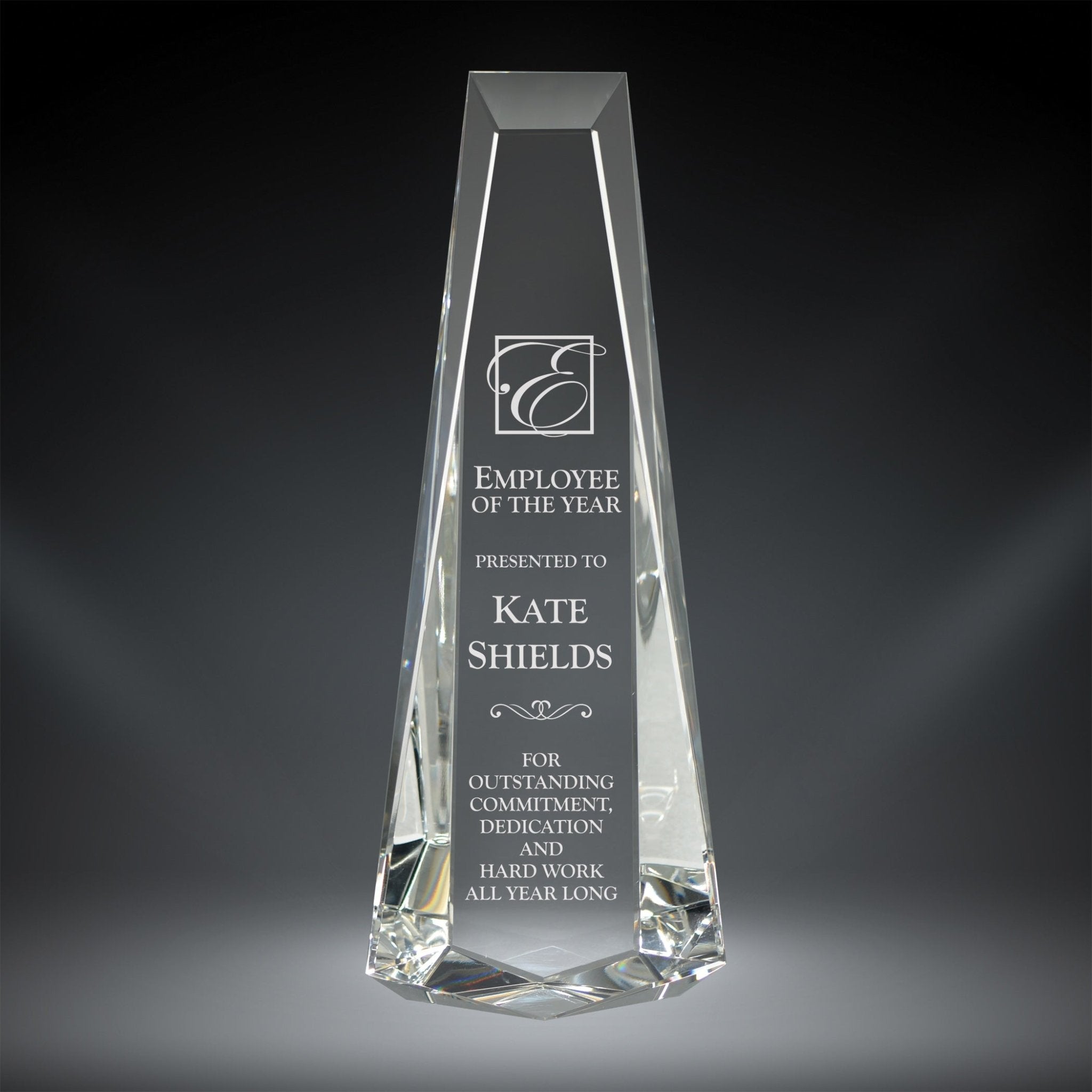 Obelisk Wedge Series Crystal Glass Award