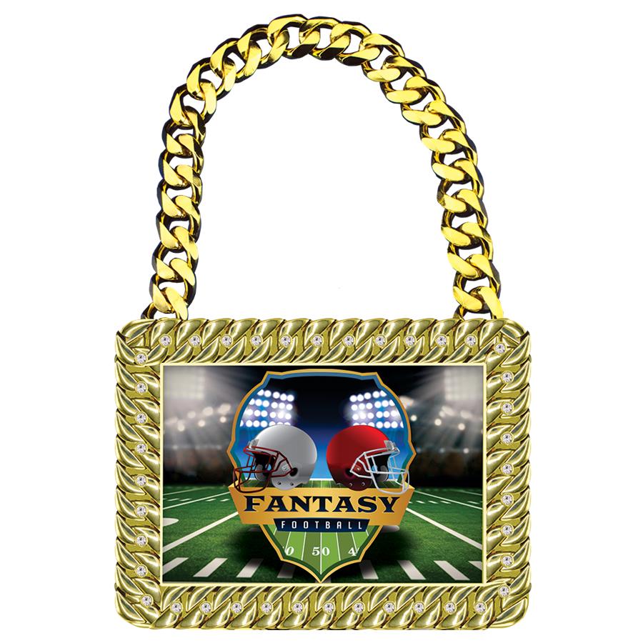 Custom Gold Rectangle Champ Chain with Stones