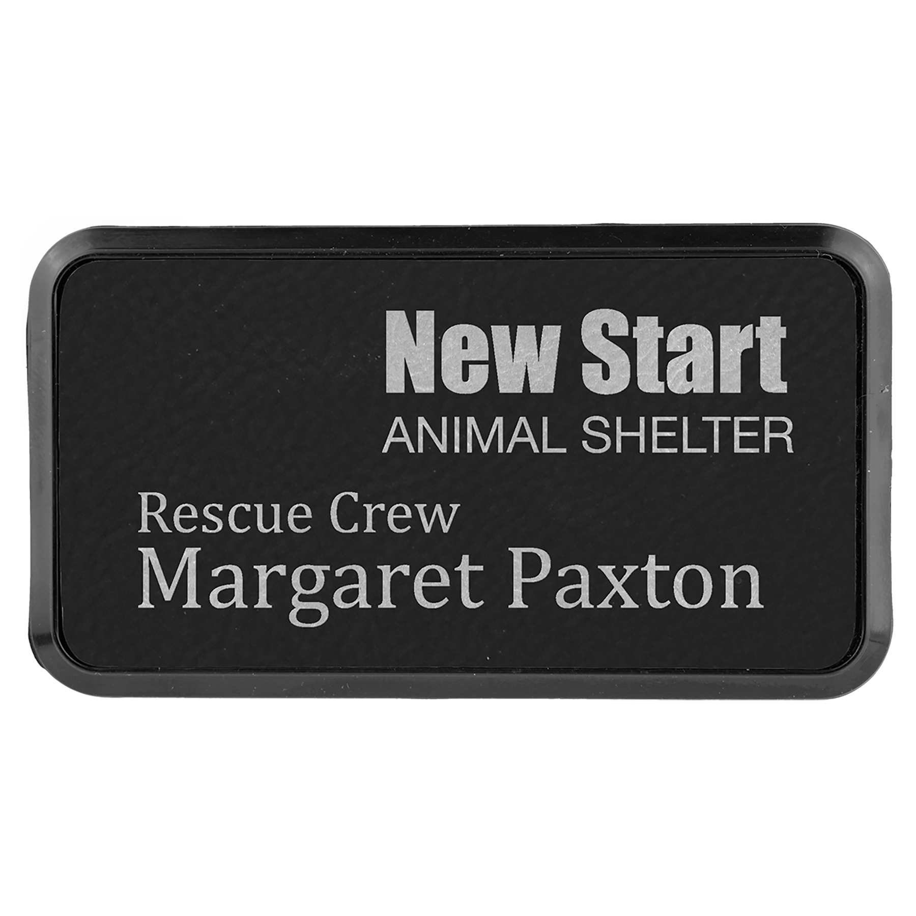 Framed Laserable Leatherette Name Badge - Rectangle