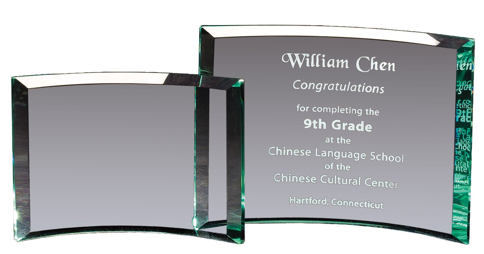 Freestanding Curved Jade Glass Award