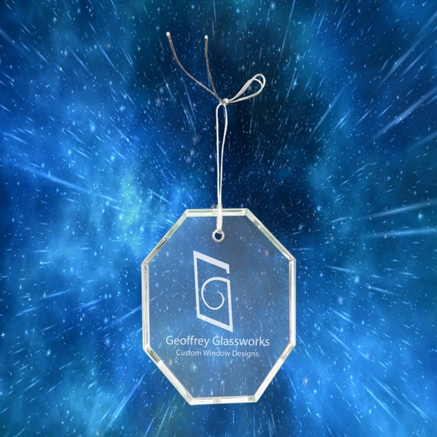 Laser Engraved Octagon Crystal Tree Ornament