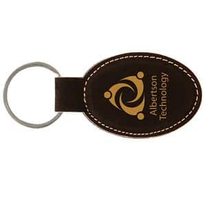 Laserable Leatherette Oval Key Fob