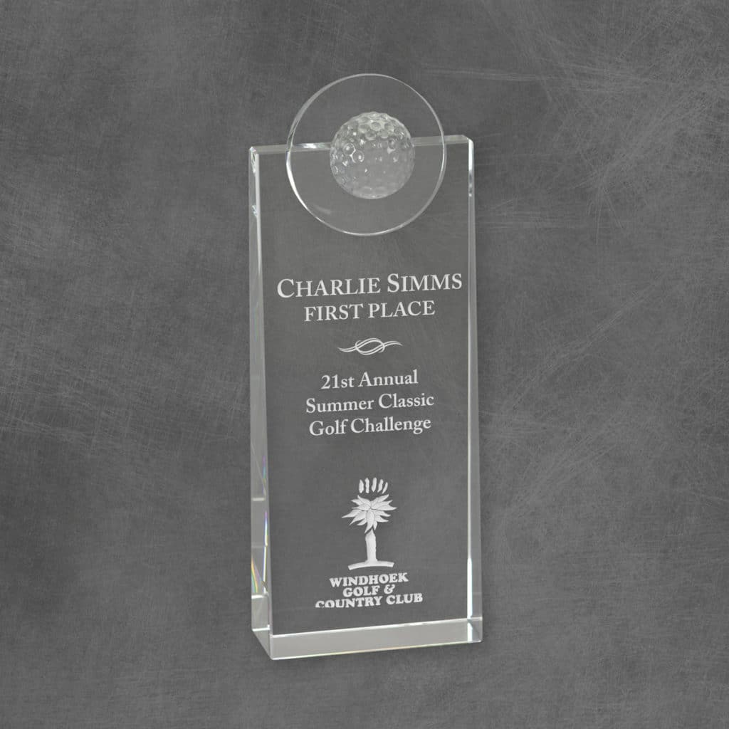 Standing Wedge Crystal Golf Award