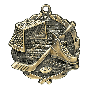 Wreath II Series Hockey Stick and Skate Themed Medal